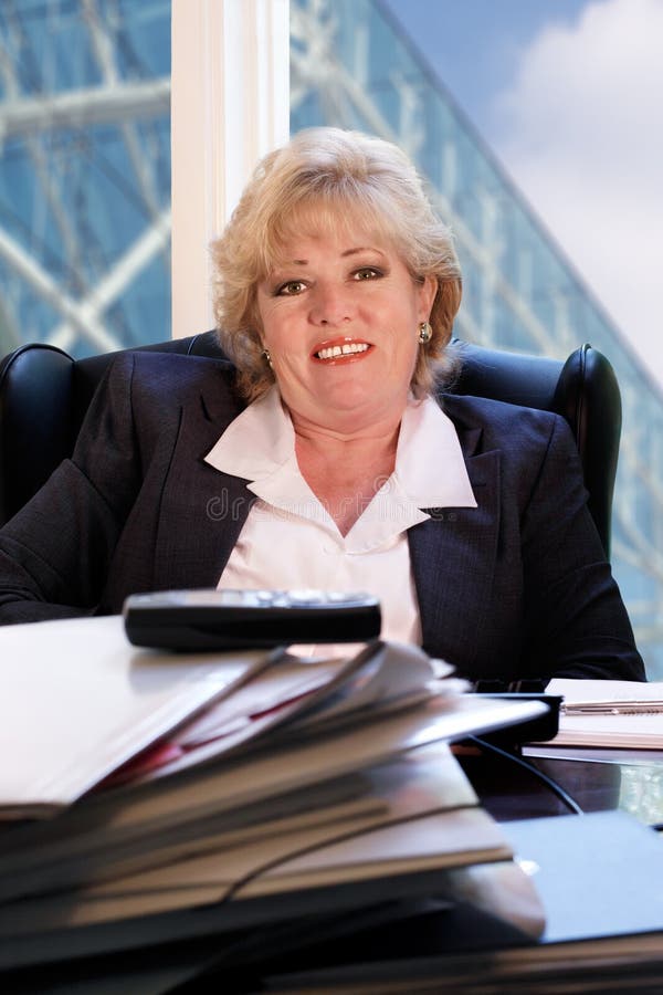 Mature Woman Smiling Office Stock Photo - Image of boss, busy: 20544322
