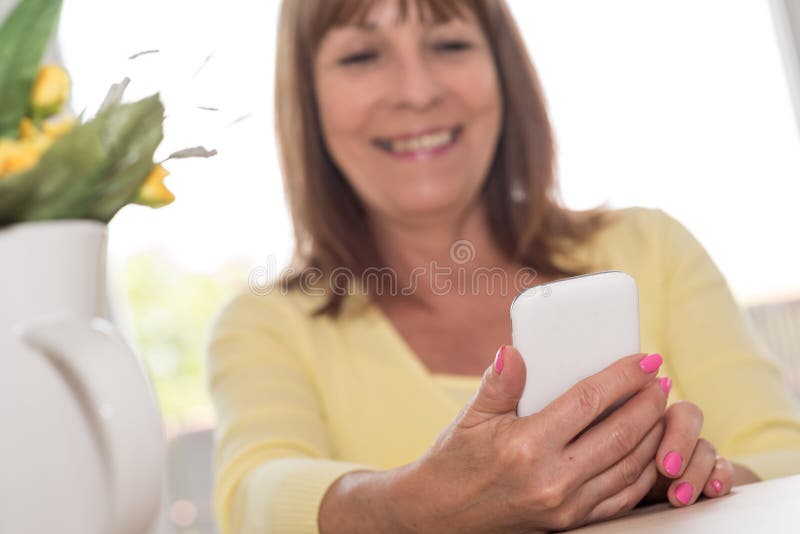 Mature Woman Using A Mobile Phone Stock Image - Image of mobile ...
