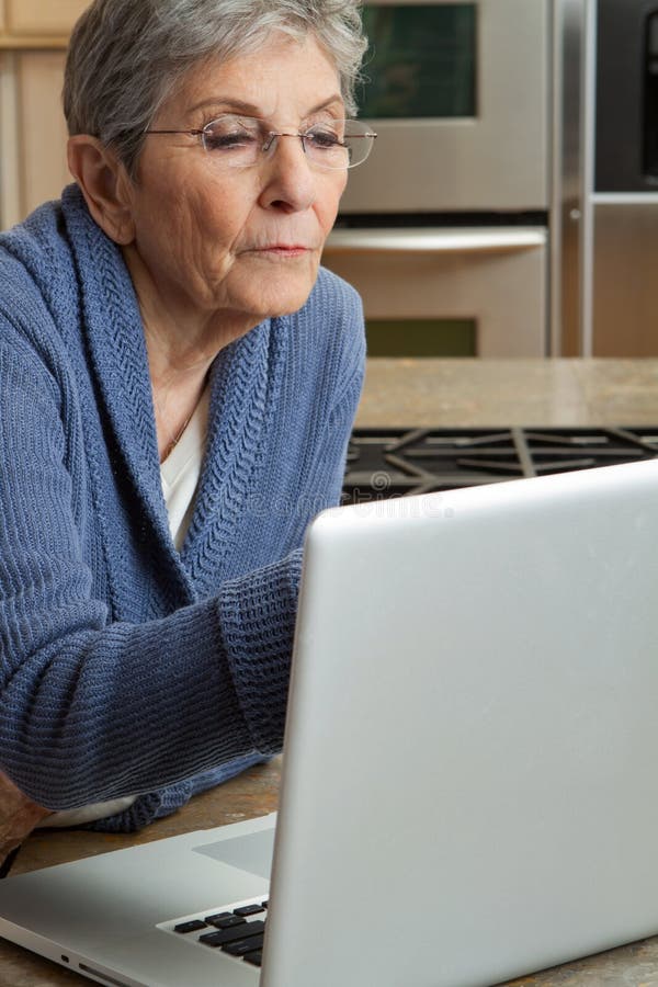 Mature Woman Working on the Computer. Stock Image - Image of ...