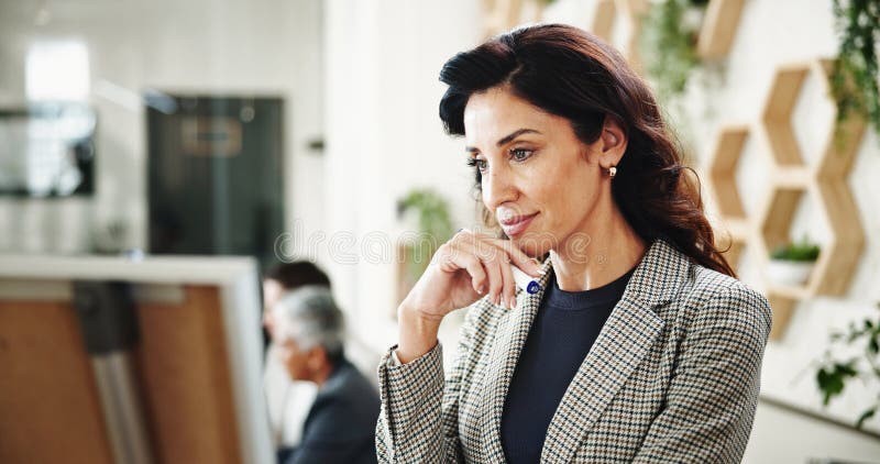 Mature, Woman and Chart for Planning in Office, Thinking and Board for ...