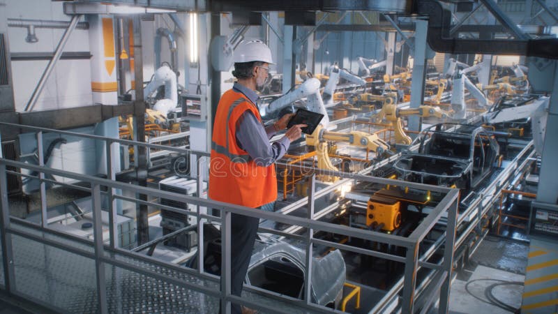 Mature Worker Controlling Production Line Stock Image - Image of ...