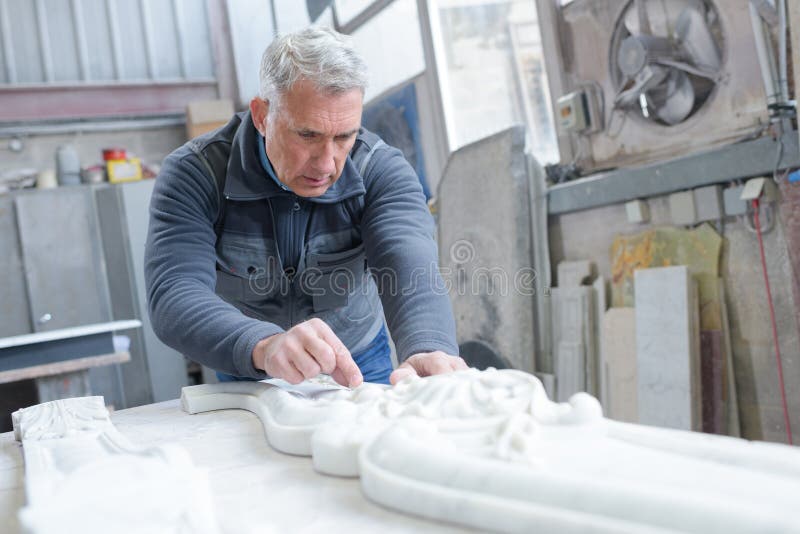 Mature Worker Marble Carving Stock Image - Image of profession ...