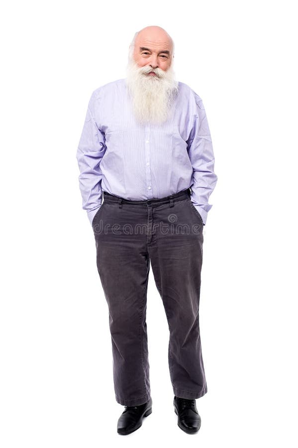 Old Man Posing To Camera, Full Length. Stock Image - Image of happy ...