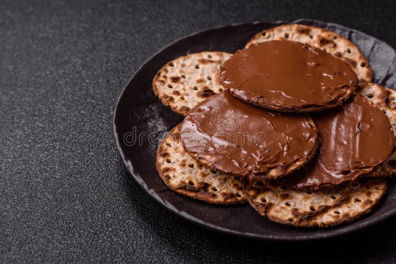 Matzah with Chocolate Paste for the Jewish Holiday of Passover Stock ...