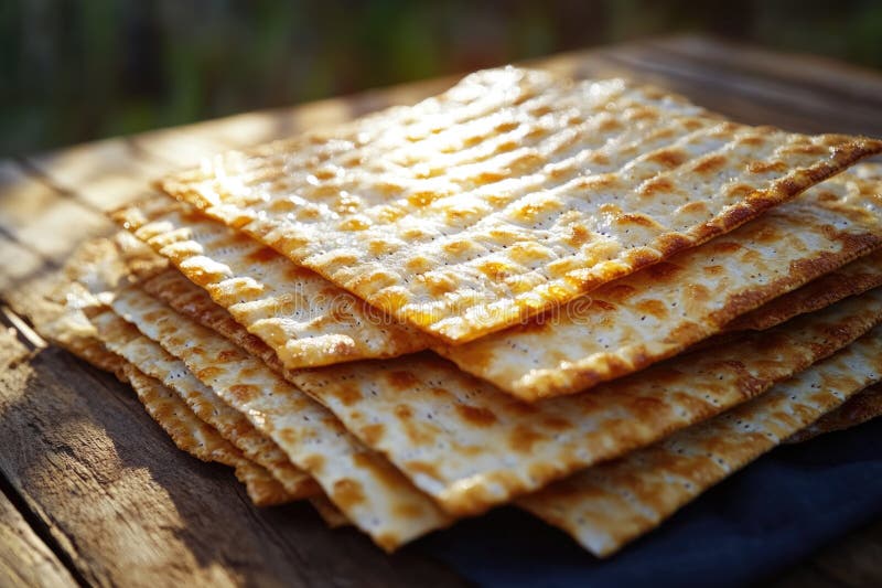 Matzo Crackers Stacked on Table Stock Photo - Image of table, deli ...