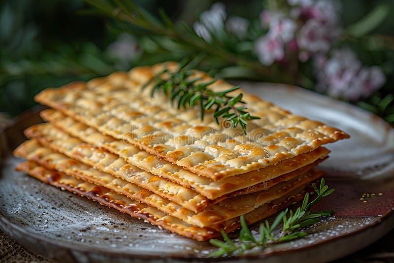 Matzo or Matzah is Placed on a Plate, High Quality, High Resolution ...