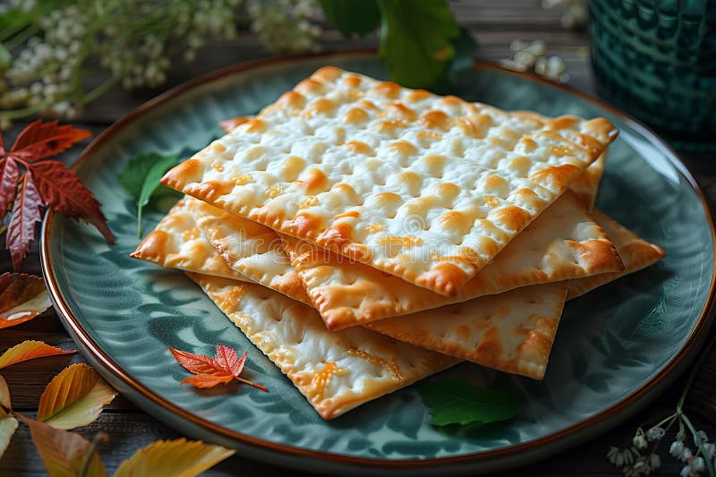 Matzo or Matzah is Placed on a Plate, High Quality, High Resolution ...