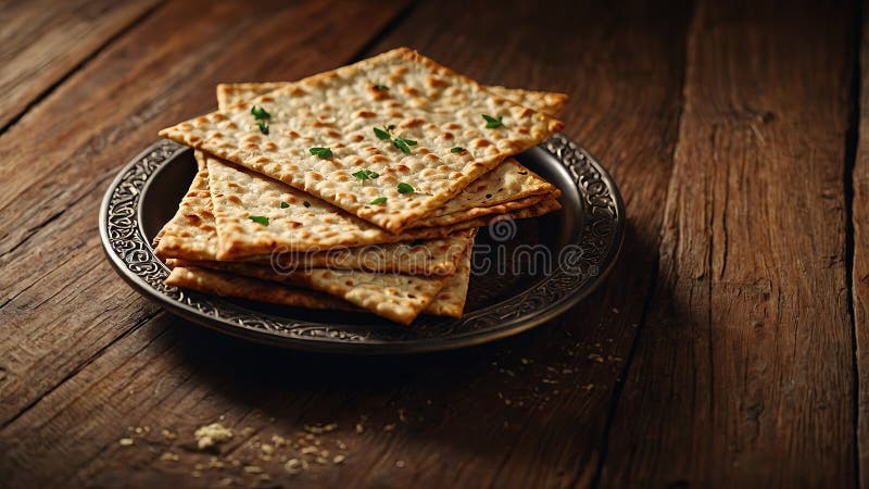 Matzot for Passover Celebration on a Wooden Table. Stock Illustration ...