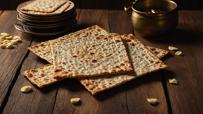 Matzot for Passover Celebration on a Wooden Table. Stock Illustration ...