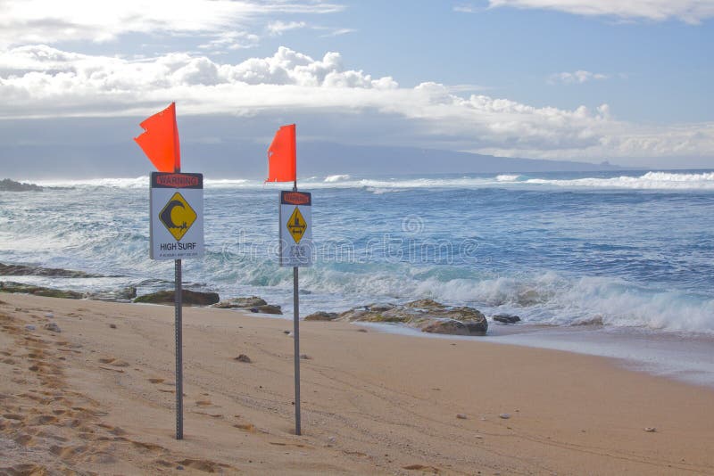 Maui Coast High Surf Warning Stock Photo - Image of maui, caution: 13319906