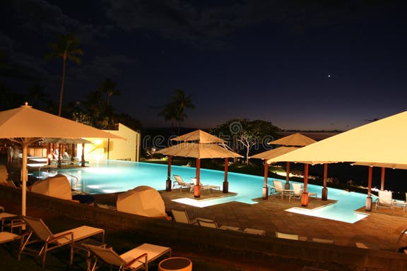 Maui Infinity Pool at Night Stock Photo - Image of chair, water: 22725026