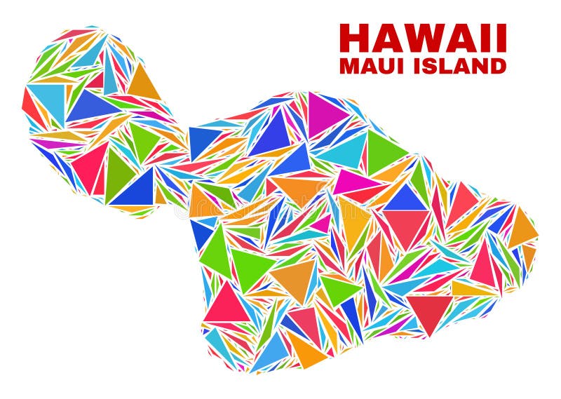 Maui Island Map - Mosaic of Color Triangles Stock Vector - Illustration ...