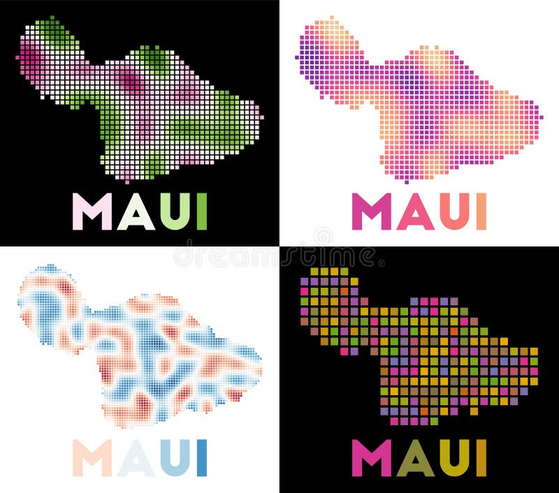 Maui map. stock vector. Illustration of geography, pixel - 197291392