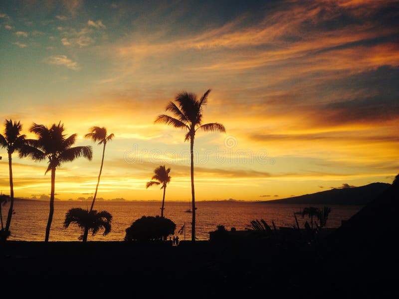 Maui Sunset stock image. Image of horizon, lahaina, afterglow - 44510155