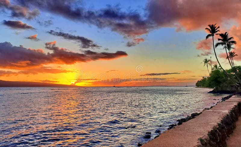 Maui Sunset 1 stock image. Image of scenic, clouds, view - 334479591