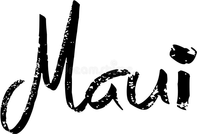 Maui-Textzeichenillustration Vektor Abbildung - Illustration von lanai ...