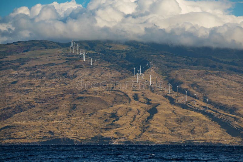Maui Windmills Generating Electricity Stock Photo - Image of wind, hill ...