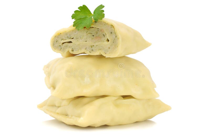 German Food Filled Pasta Squares Isolated on White Stock Illustration ...