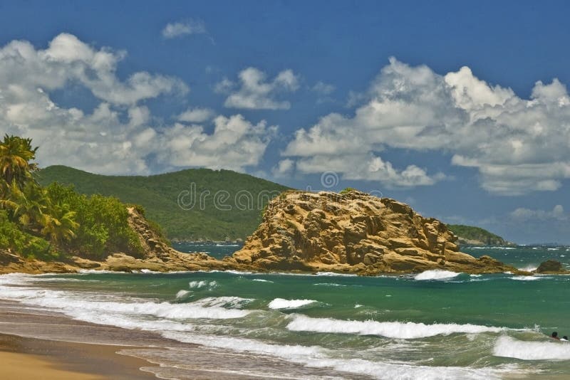 Maunabo beach stock image. Image of rico, rock, skies - 18096253