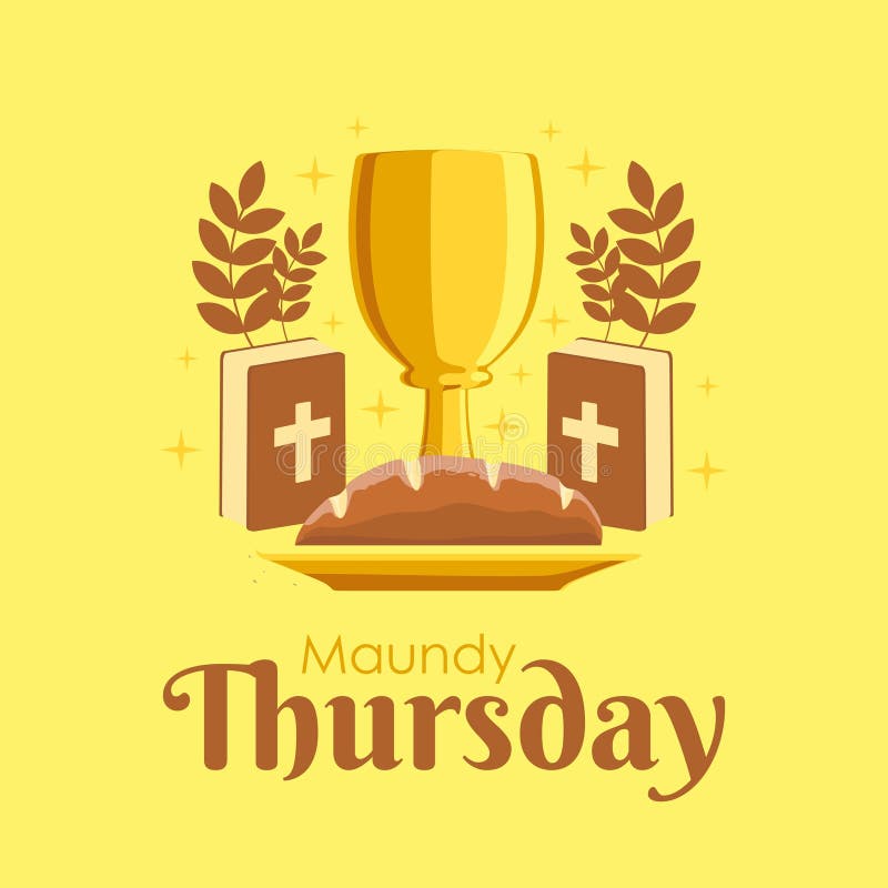 Maundy Thursday Poster Template Flat Design Stock Vector - Illustration ...