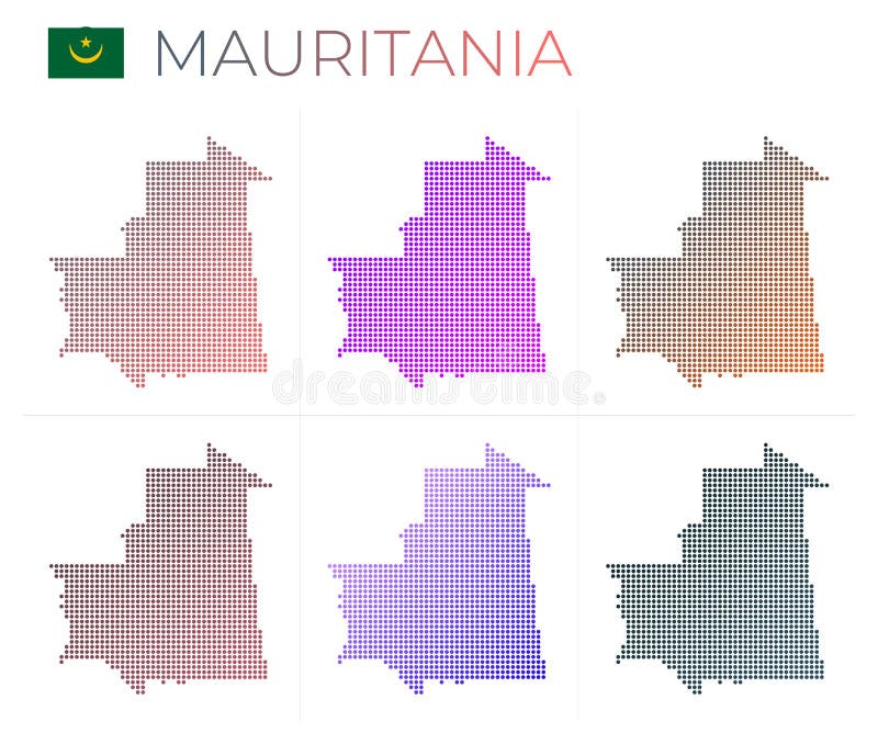 Mauritania dotted map set. stock vector. Illustration of element ...