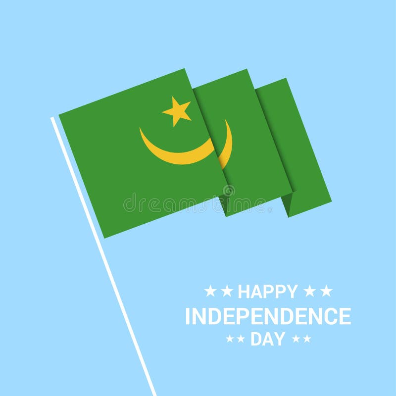 Mauritania Independence Day Typographic Design With Flag Vector Stock