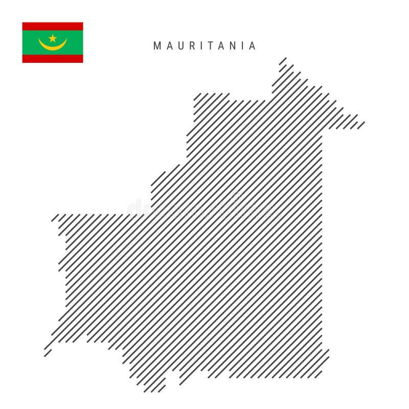Mauritania Map from Pattern of Black Slanted Parallel Lines. Flat ...