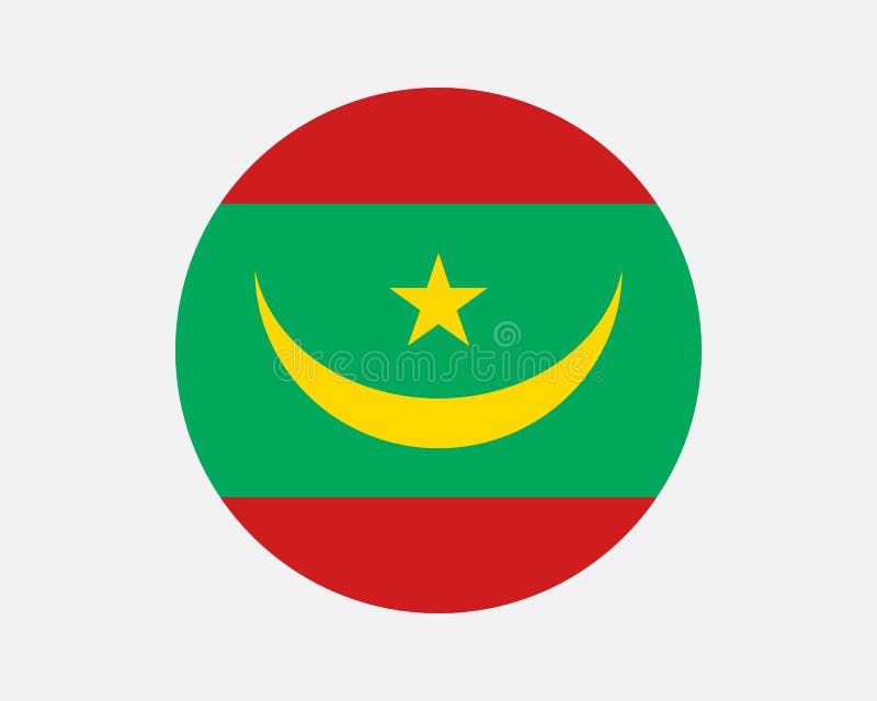 Mauritania Round Country Flag Mauritanian Circle National Flag Stock