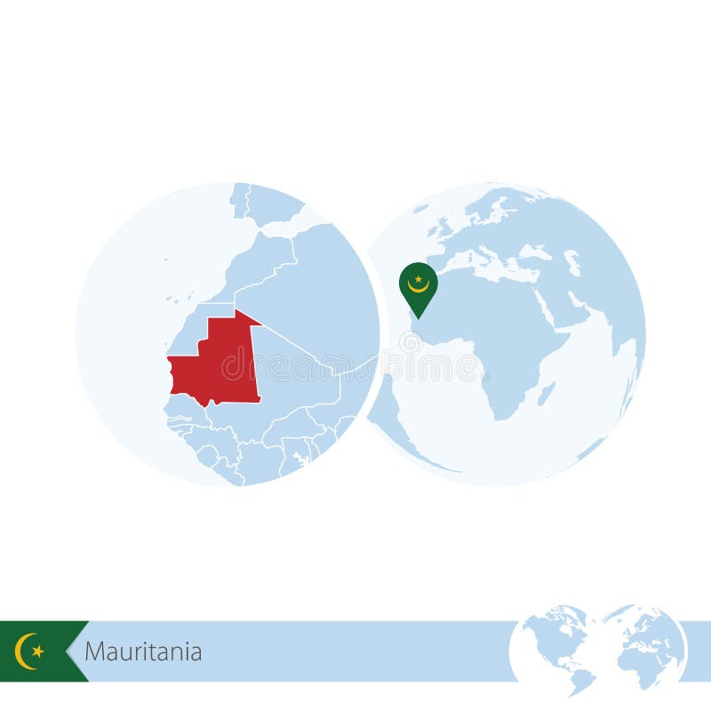 Mauritania Map on a World Map with Flag and Map Pointer. Vector ...