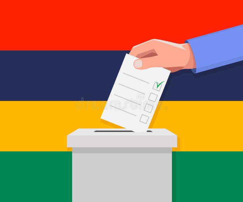 Mauritius Election Concept. Hand Puts Vote Bulletin Stock Vector ...