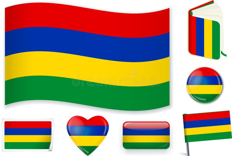 Mauritius Flag in Seven Shapes. Editable with Separate Layers. Stock ...