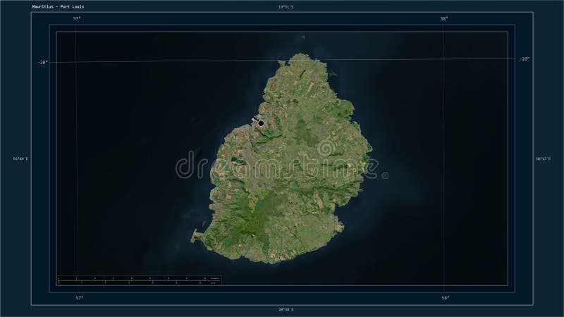 Mauritius Highlighted - Composition. High-res Satellite Stock ...