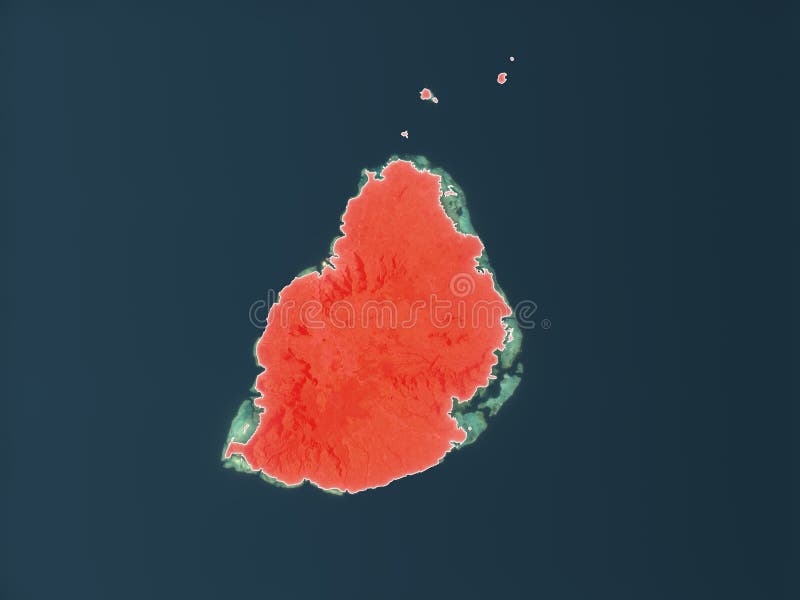 Mauritius Highlighted on Realistic Map Stock Illustration ...