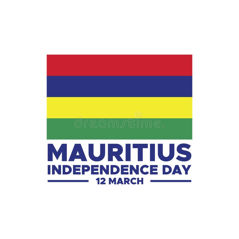 Mauritius Independence Day 12 March Flag Ribbon with Map Vector Poster ...