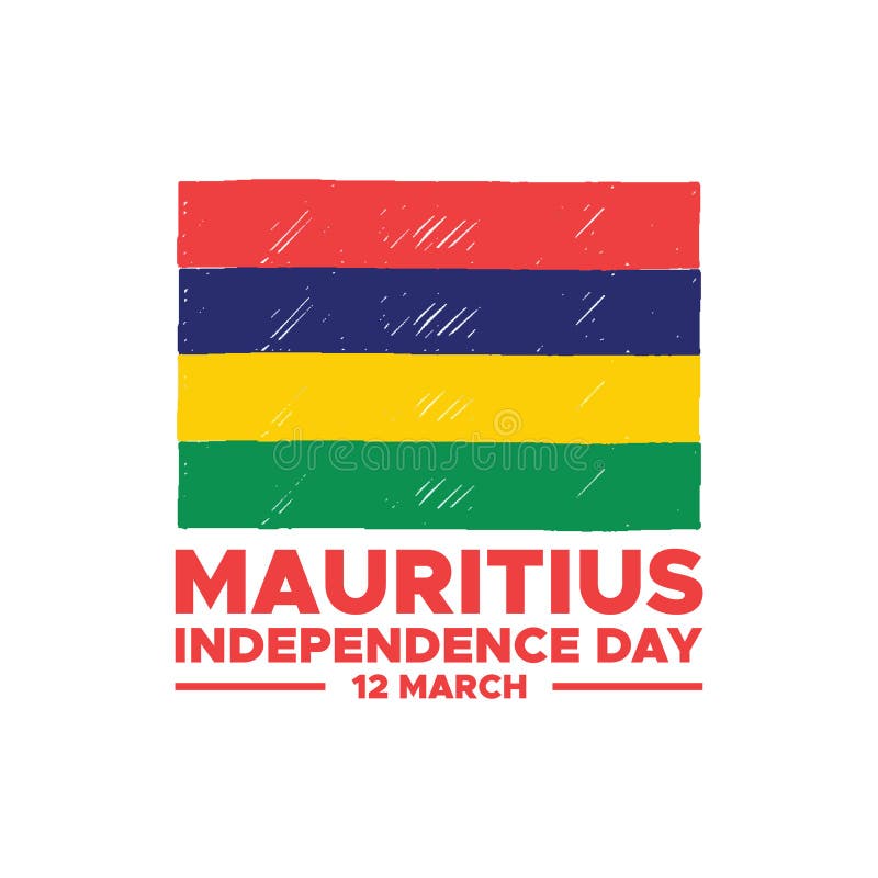 Mauritius Independence Day 12 March Flag Ribbon with Map Vector Poster ...