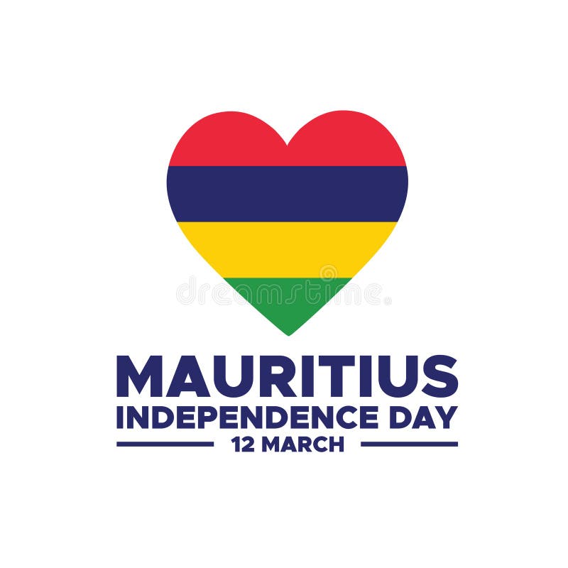 Mauritius Independence Day 12 March Flag Ribbon with Map Vector Poster ...