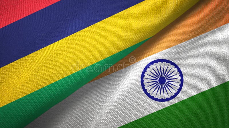Mauritius and India Two Flags Textile Cloth, Fabric Texture Stock ...