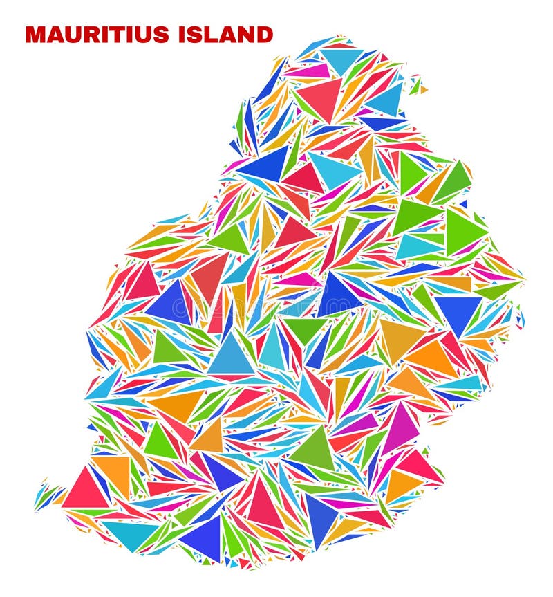 Map Of Mauritius From Polygonal Blue Lines, Glowing Stars Vector ...