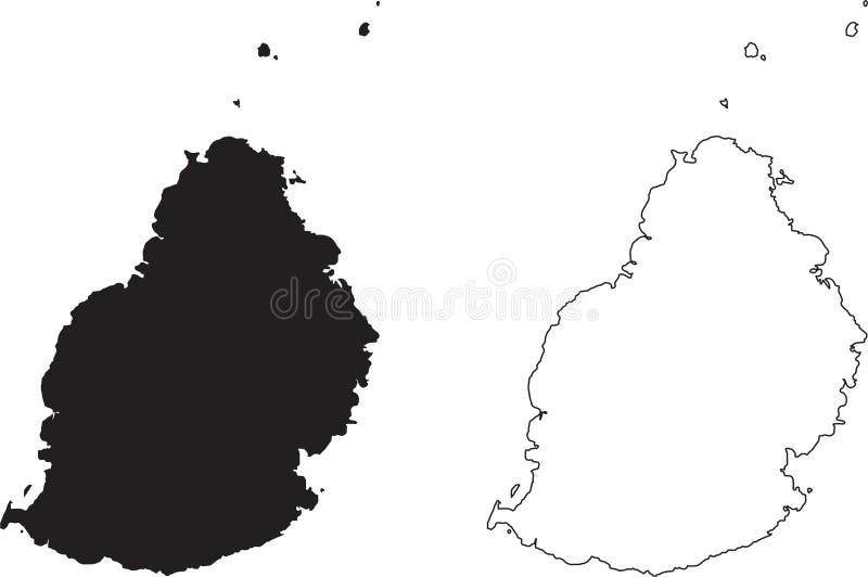 Mauritius Map of Black Contour Curves Vector Illustration Stock Vector ...