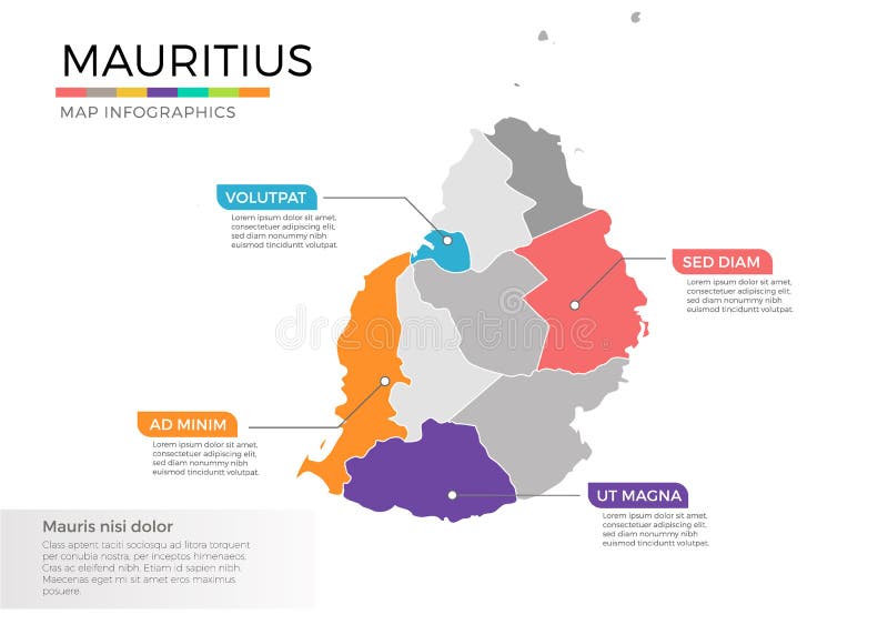 Mauritius Map Infographics Vector Template with Regions and Pointer ...