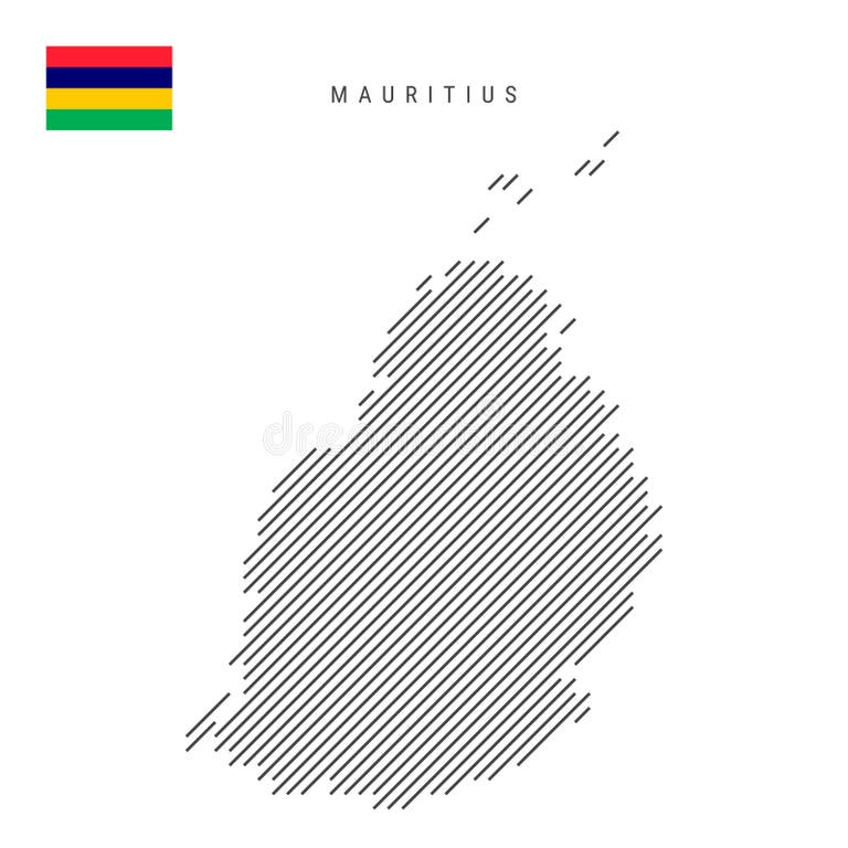 Mauritius Map from Pattern of Black Slanted Parallel Lines. Flat Vector ...