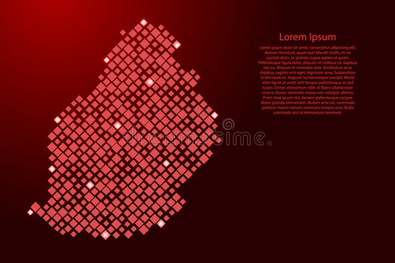 Mauritius Map from Red Pattern Rhombuses of Different Sizes and Glowing ...