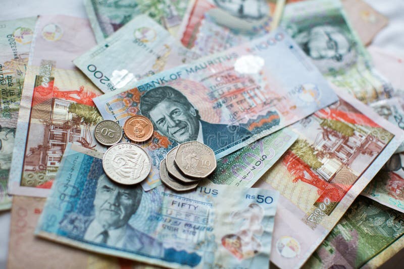 Mauritius Money Mauritius Rupee MUR Notes and Coins Close Up Stock ...