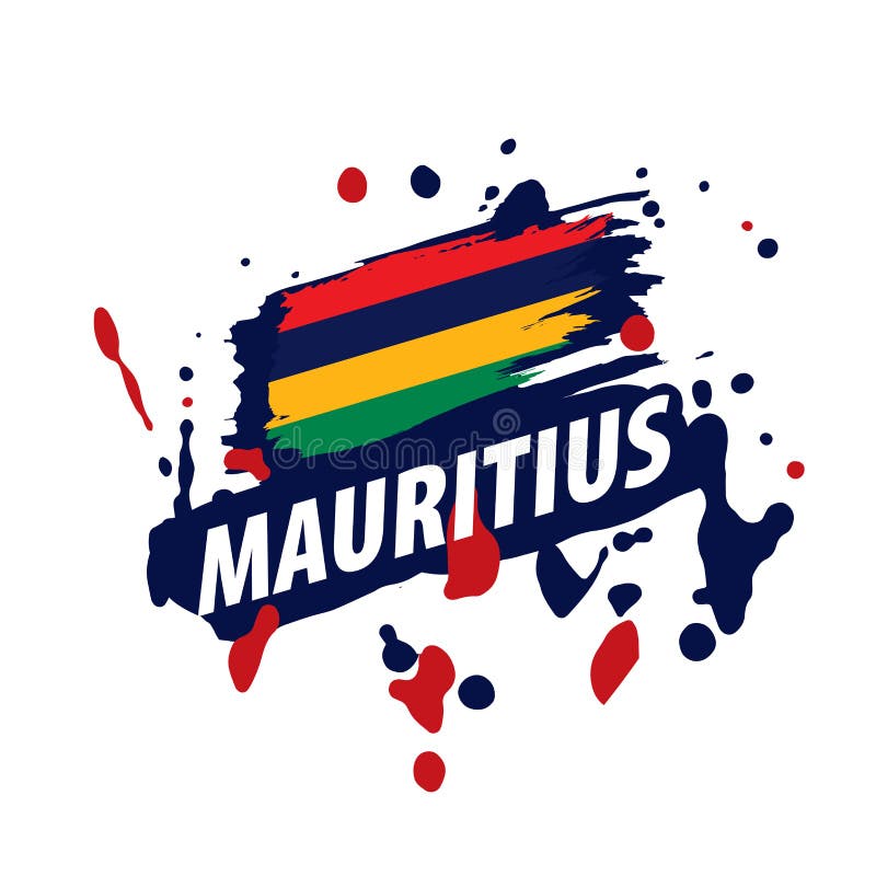 Mauritius Flag And Hand On White Background Vector Illustration Stock