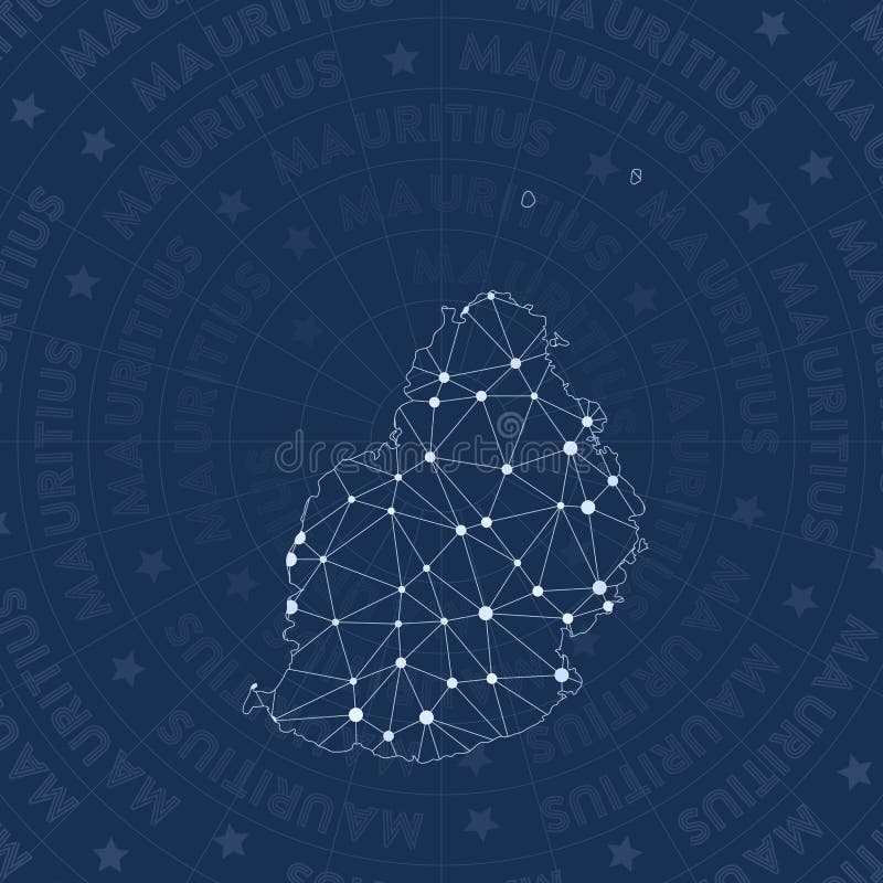 Mauritius Network, Constellation Style Island Map. Stock Vector ...