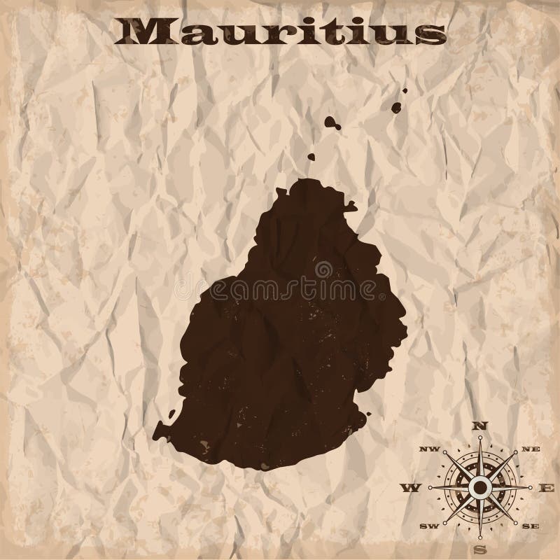 Mauritius Old Map with Grunge and Crumpled Paper. Vector Illustration ...