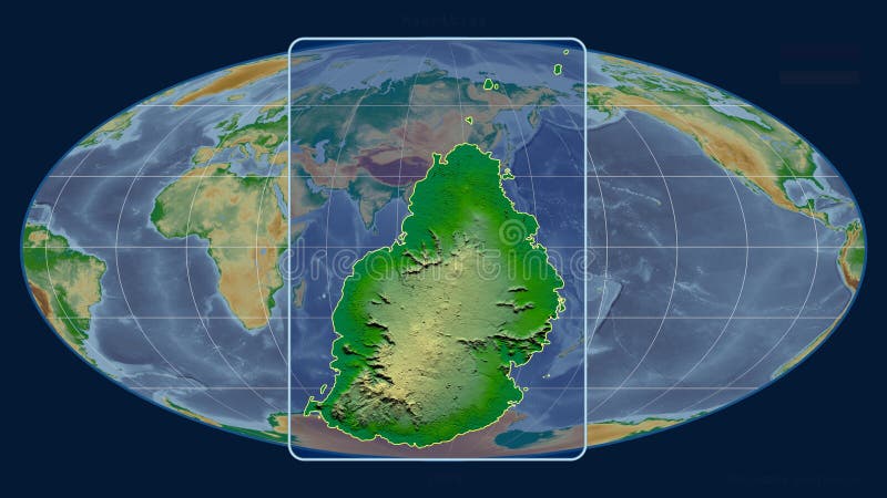 Mauritius - Physical. Mollweide, Centered Stock Illustration ...