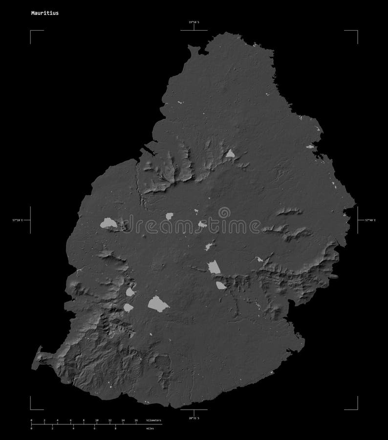 Mauritius Shape on Black. Bilevel Stock Illustration - Illustration of legend, contour: 301619153