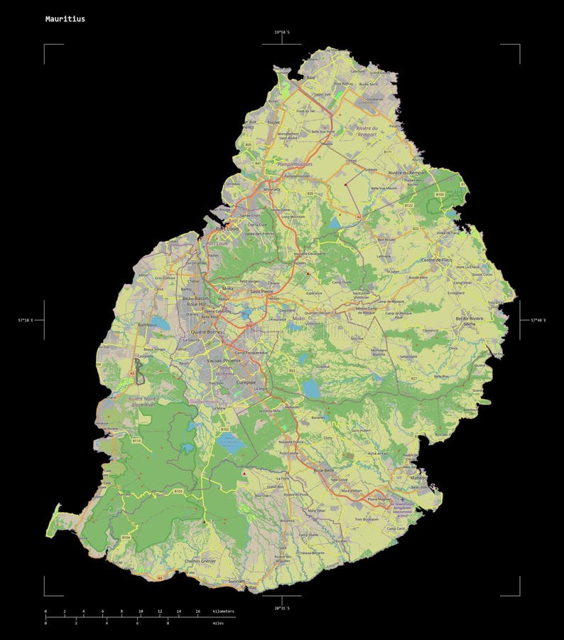 Mauritius Shape on Black. Topo Standard Stock Illustration ...