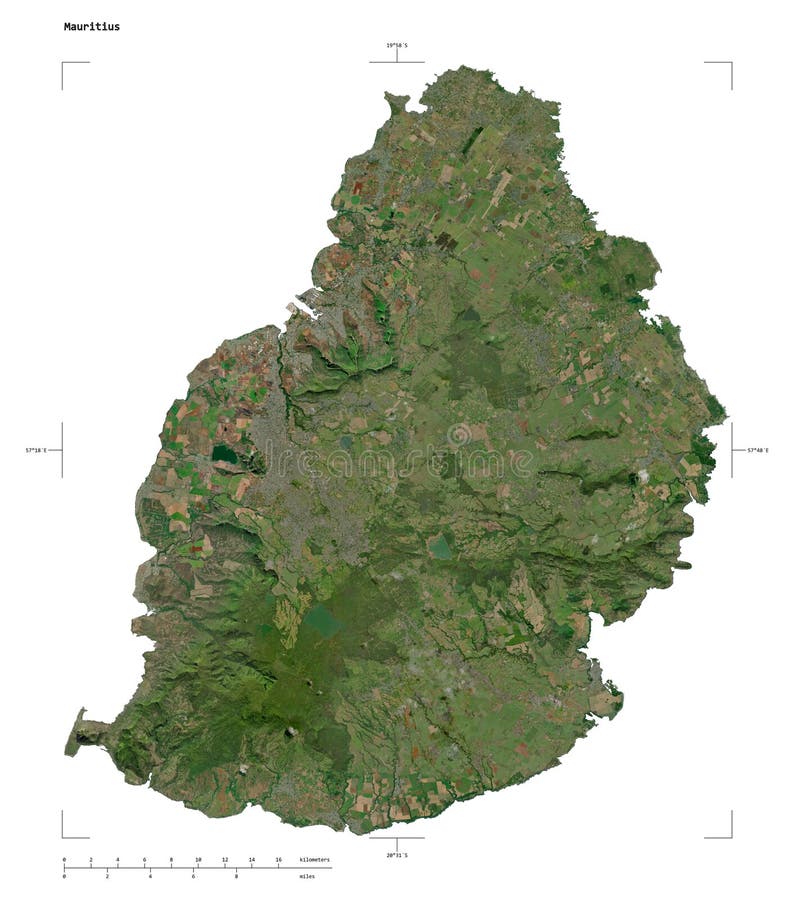 Mauritius Shape on White. High-res Satellite Stock Illustration ...
